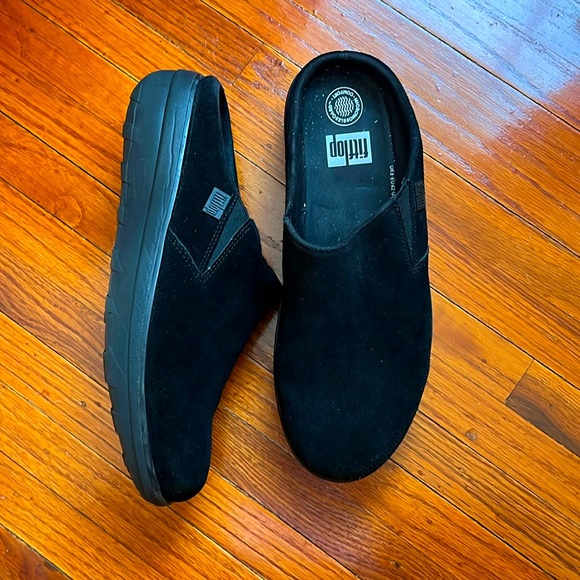 Fitflop | Shoes | Fitflop Loaff Black Suede Clogs | Poshmark